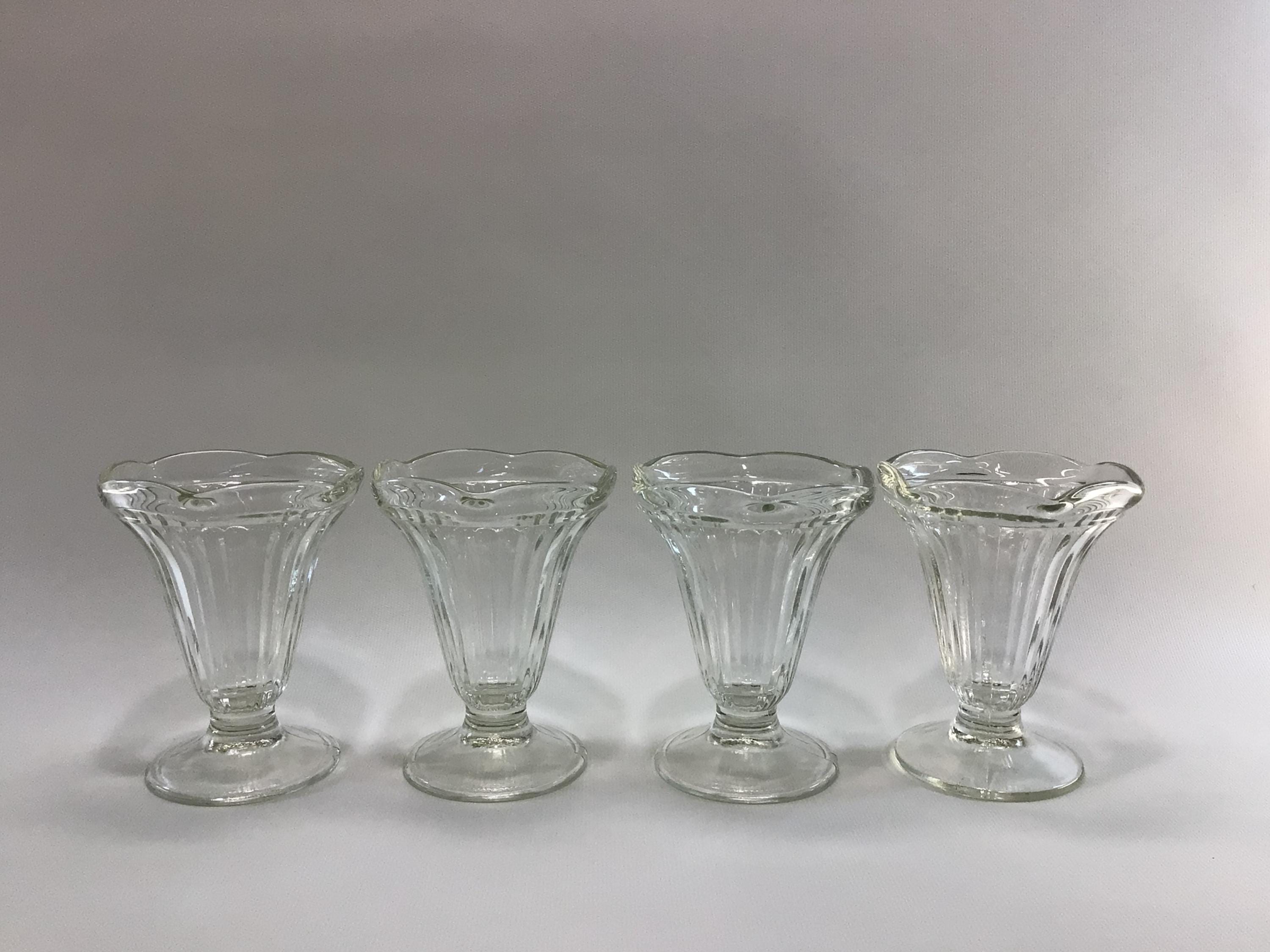 Sundae Glasses Set of 4 Antique Ribbed Soda Fountain Ice Cream Parlor ...
